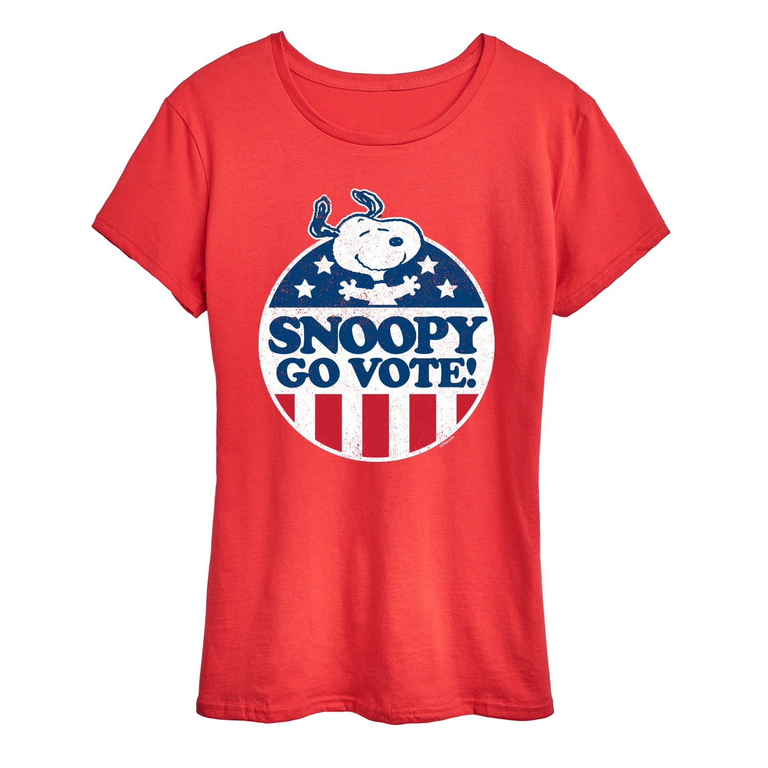 Peanuts - Snoopy Go Vote - Ladies Short Sleeve Classic Fit Tee ...