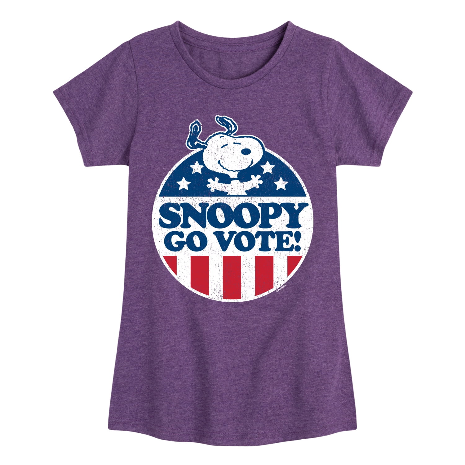 Peanuts - Snoopy Go Vote - Toddler & Youth Girls Short Sleeve Graphic T ...