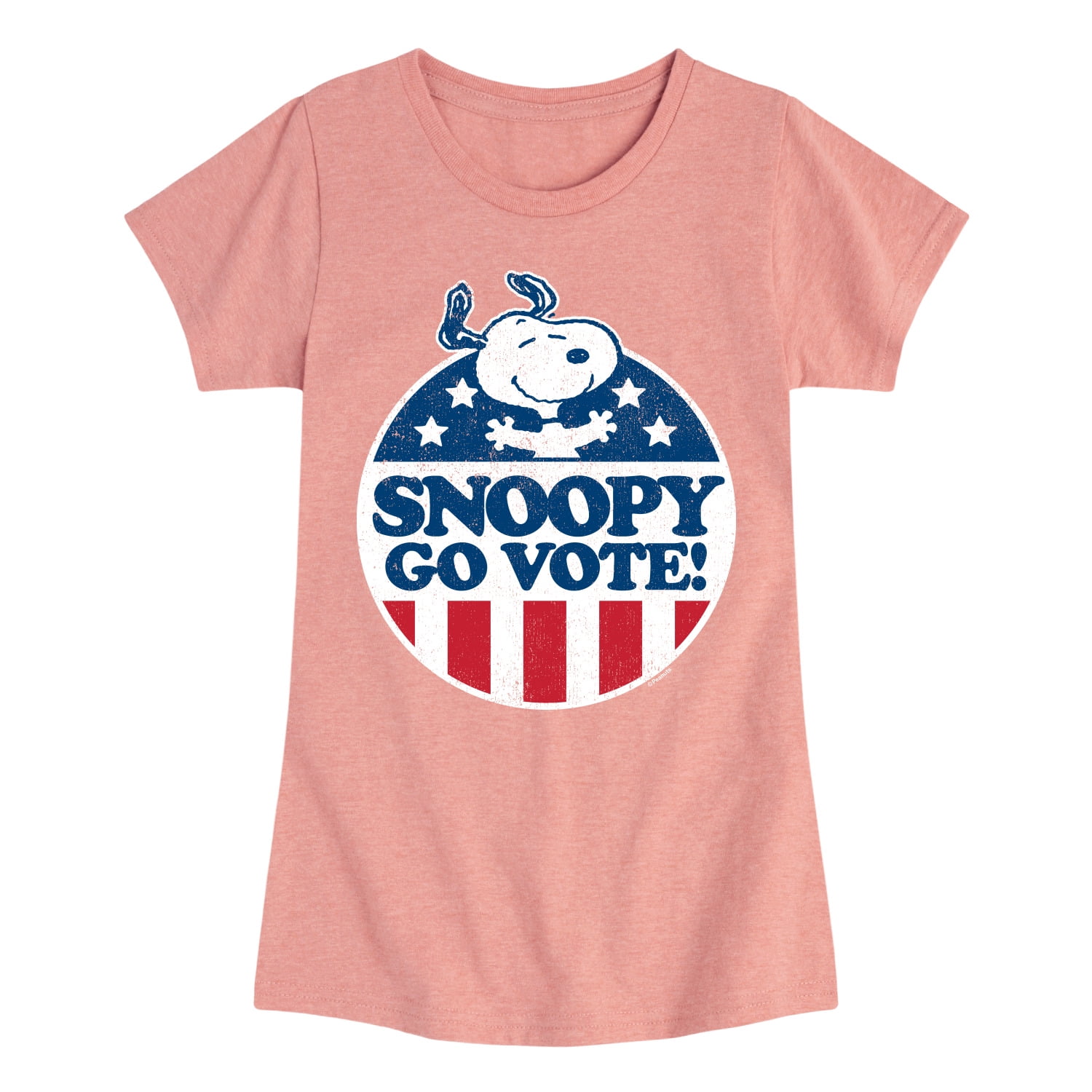 Peanuts - Snoopy Go Vote - Toddler & Youth Girls Short Sleeve Graphic T ...