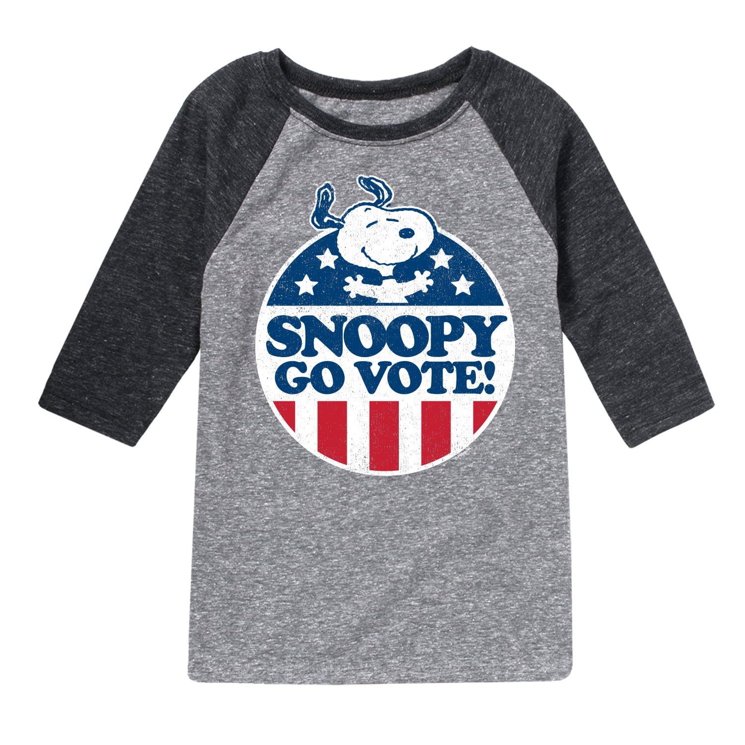 Peanuts - Snoopy Go Vote - Toddler & Youth Raglan Graphic T-Shirt ...