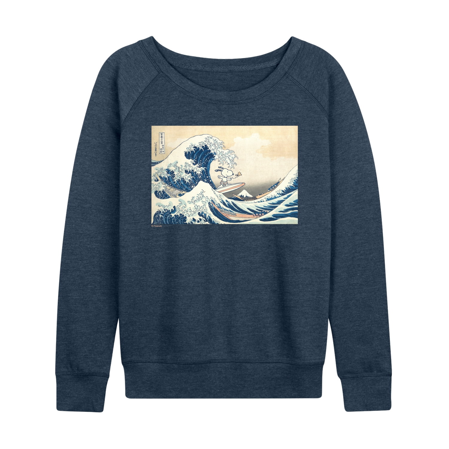 Peanuts - Snoopy Great Wave - Women's French Terry Long Sleeve T-Shirt ...
