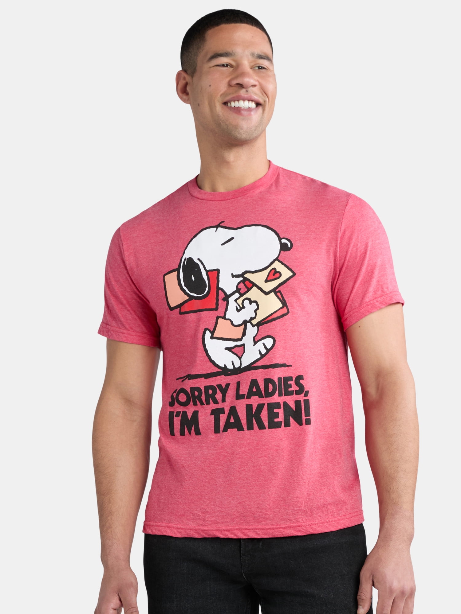 Peanuts Snoopy Men's and Big Men's Valentine's Day Graphic Tee, Sizes S ...
