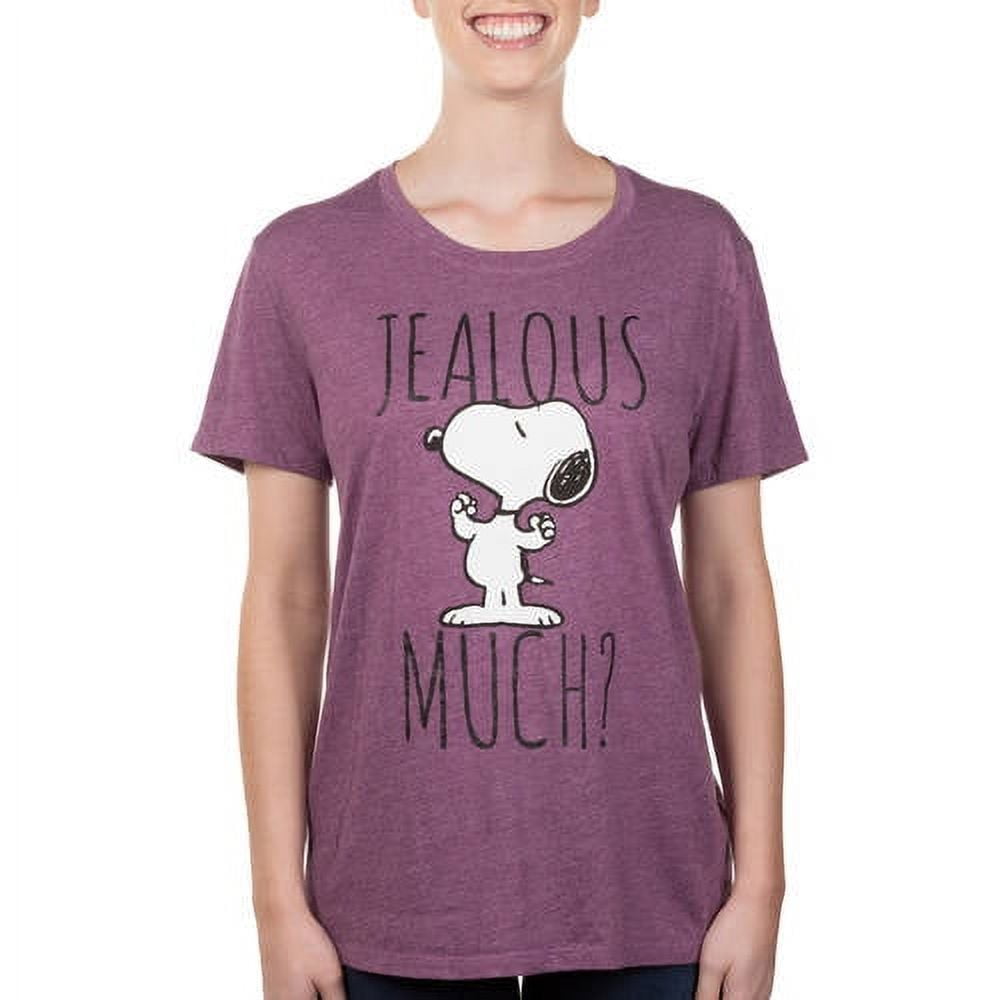 Peanuts Snoopy Jealous Much? Juniors Licensed Graphic T-Shirt (Medium 7 ...