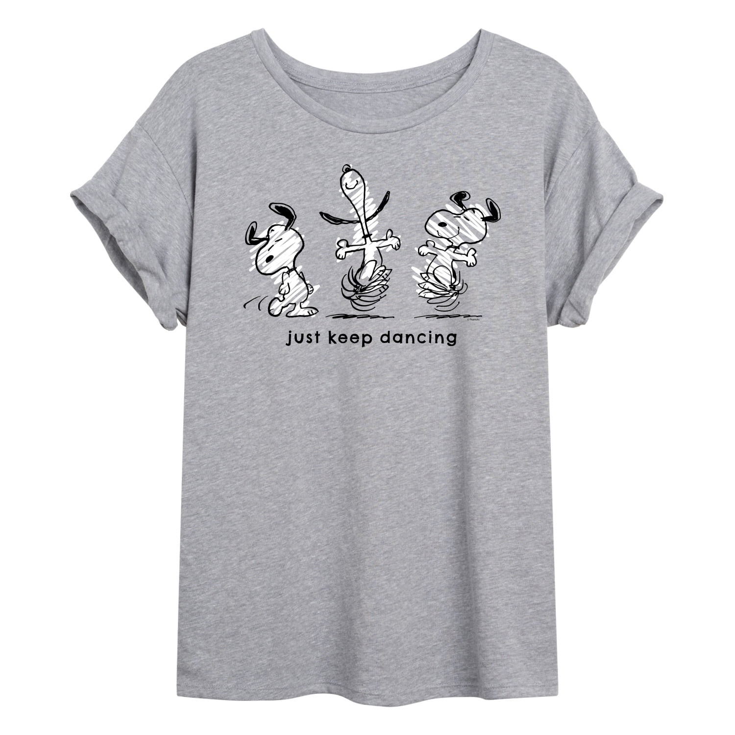 Peanuts - Snoopy Just Keep Dancing - Juniors Ideal Flowy Muscle T-Shirt ...