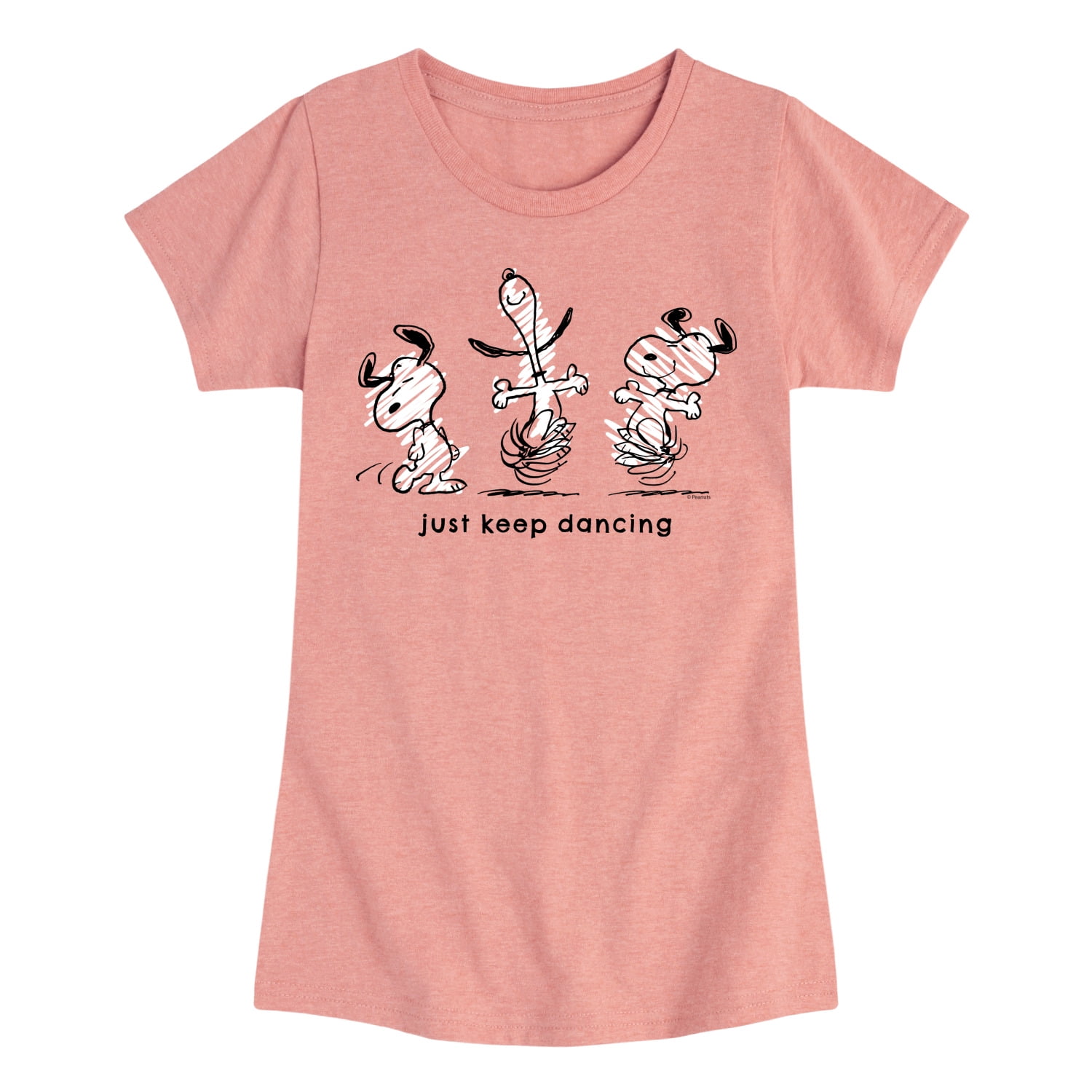 Peanuts - Snoopy Just Keep Dancing - Youth Girls Short Sleeve Tee ...
