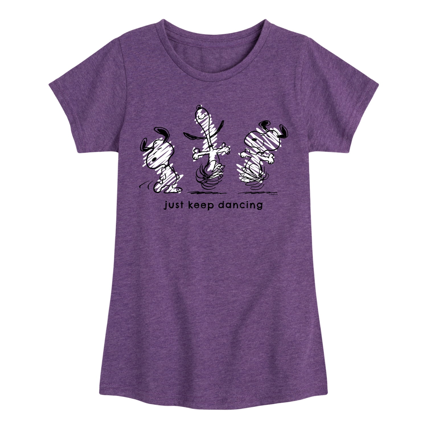 Peanuts - Snoopy Just Keep Dancing - Youth Girls Short Sleeve Tee ...