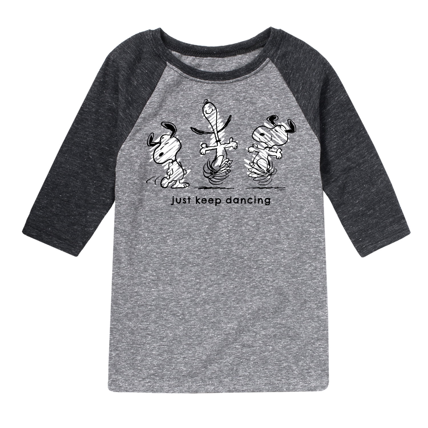 Peanuts - Snoopy Just Keep Dancing - Youth Raglan Tee - Walmart.com