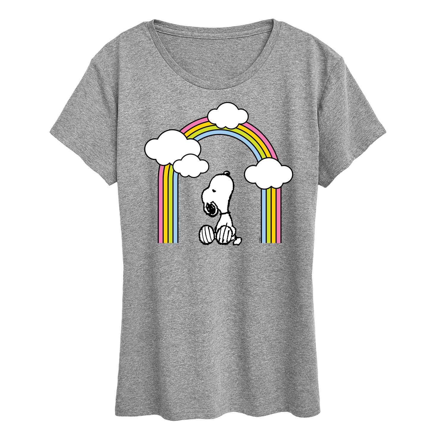 Peanuts - Snoopy Looking Up Rainbow - Ladies Short Sleeve Classic Fit ...