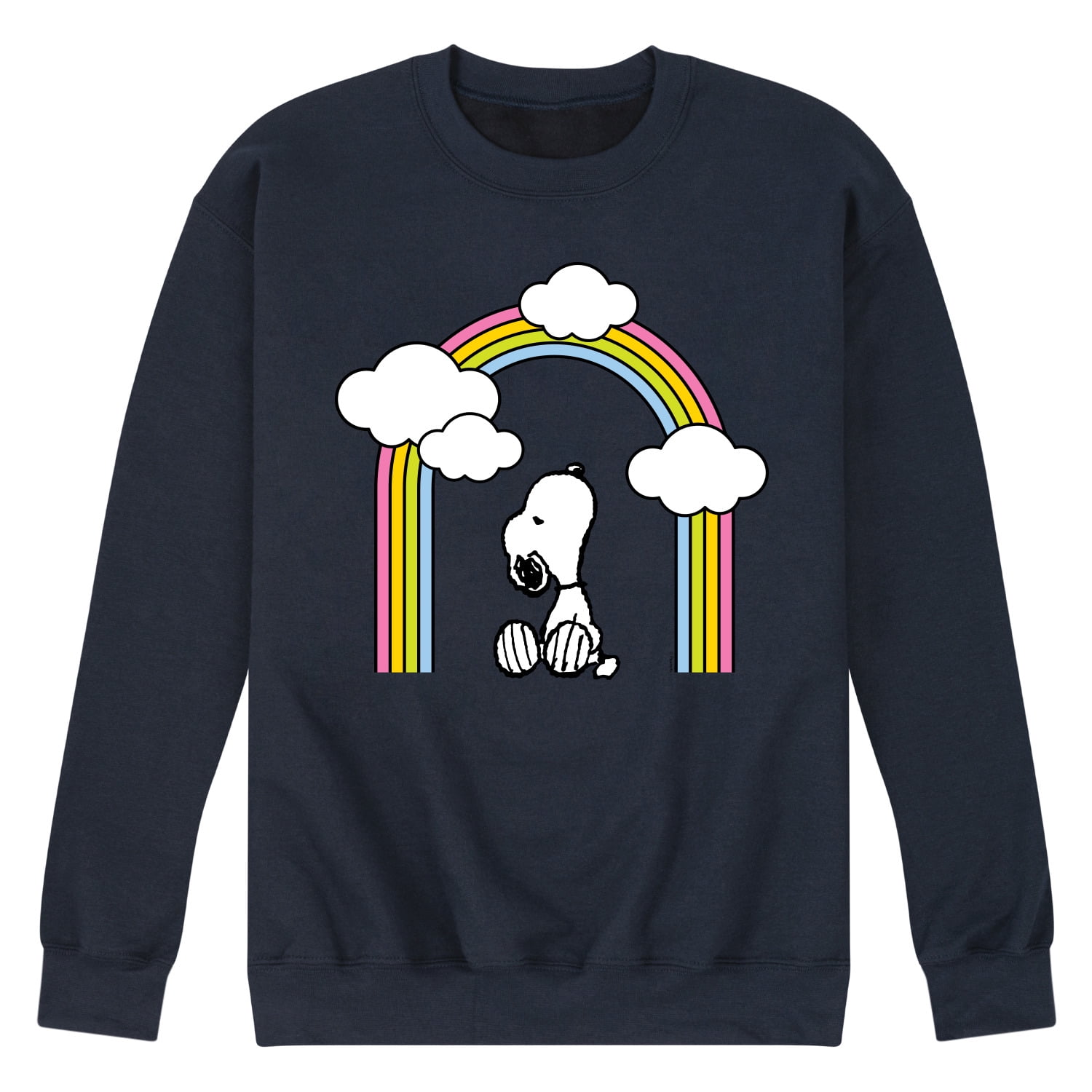 Peanuts - Snoopy Looking Up Rainbow - Men's Crew Neck Fleece Pullover ...