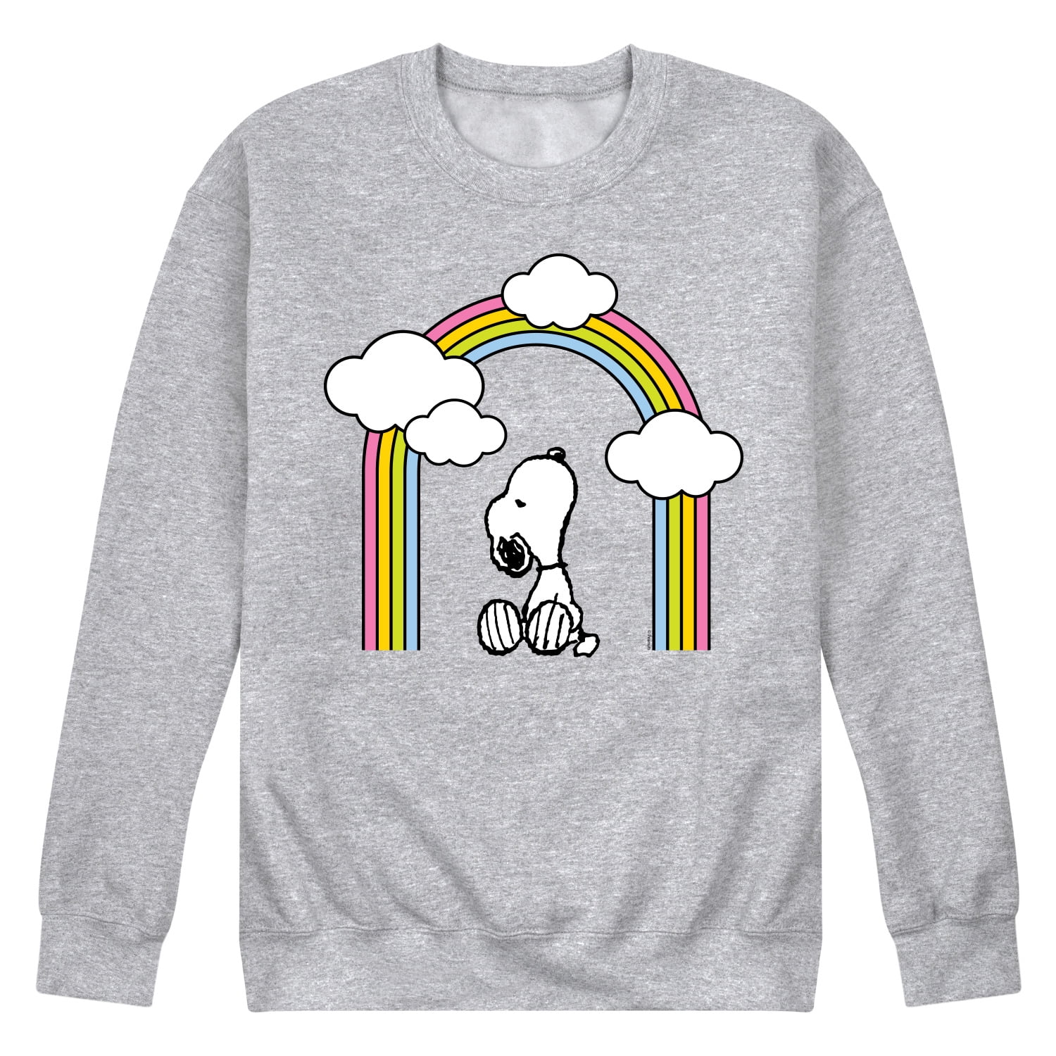 Peanuts - Snoopy Looking Up Rainbow - Men's Crew Neck Fleece Pullover ...