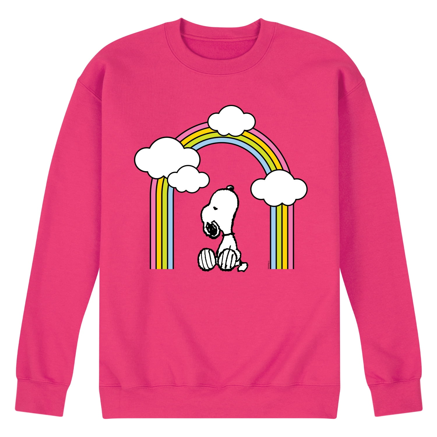 Peanuts - Snoopy Looking Up Rainbow - Men's Crew Neck Fleece Pullover ...