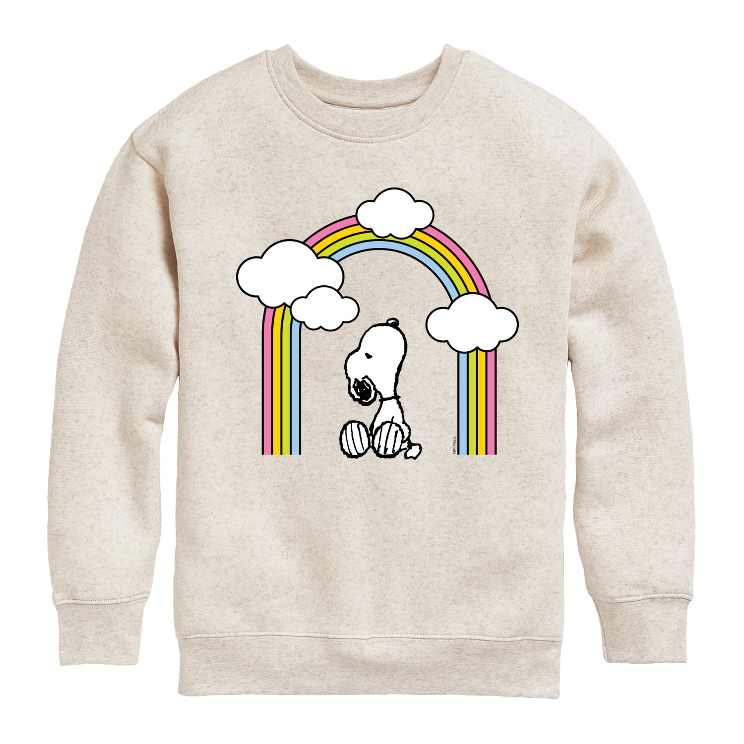 Peanuts - Snoopy Looking Up Rainbow - Toddler & Youth Crewneck Fleece ...