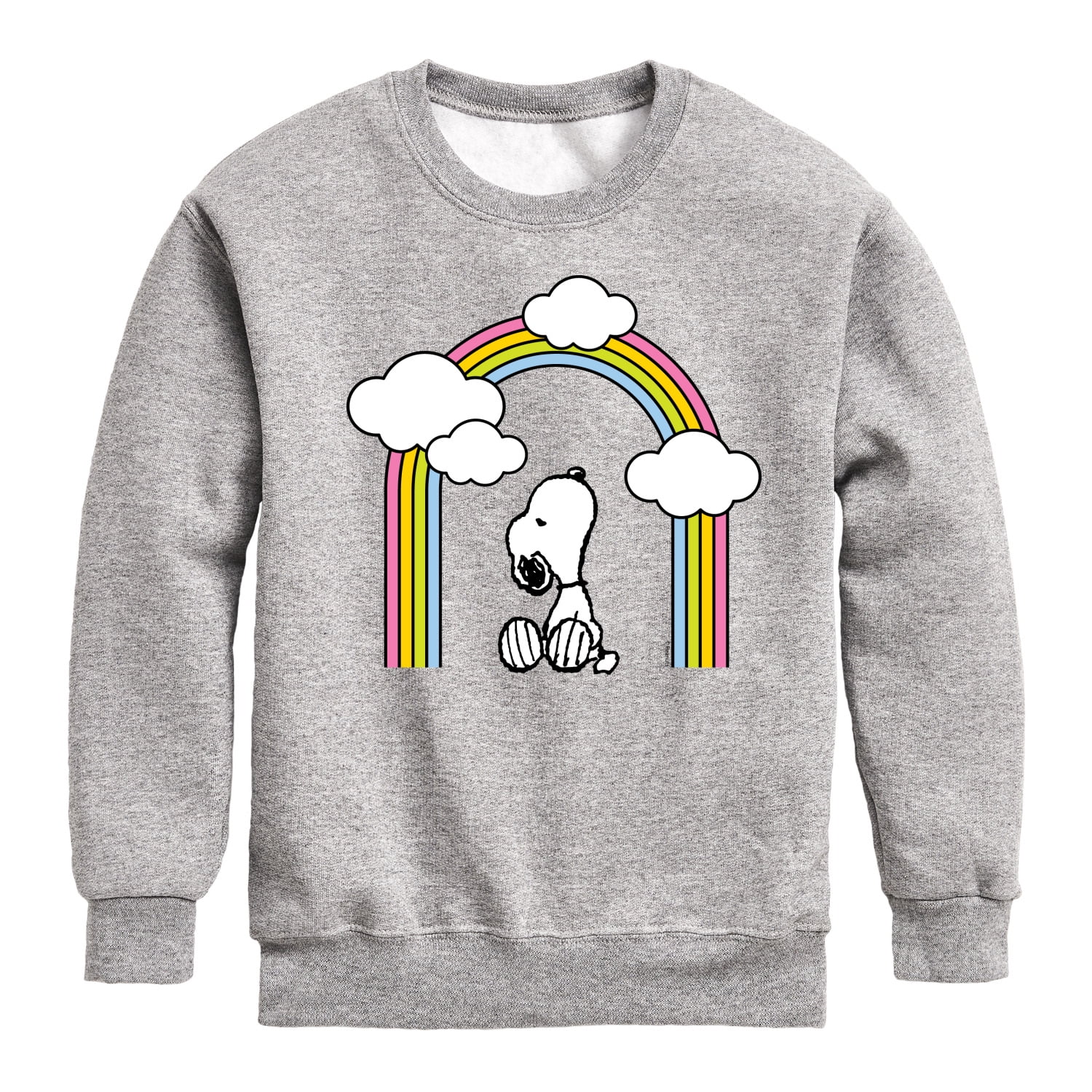 Peanuts - Snoopy Looking Up Rainbow - Toddler & Youth Crewneck Fleece ...