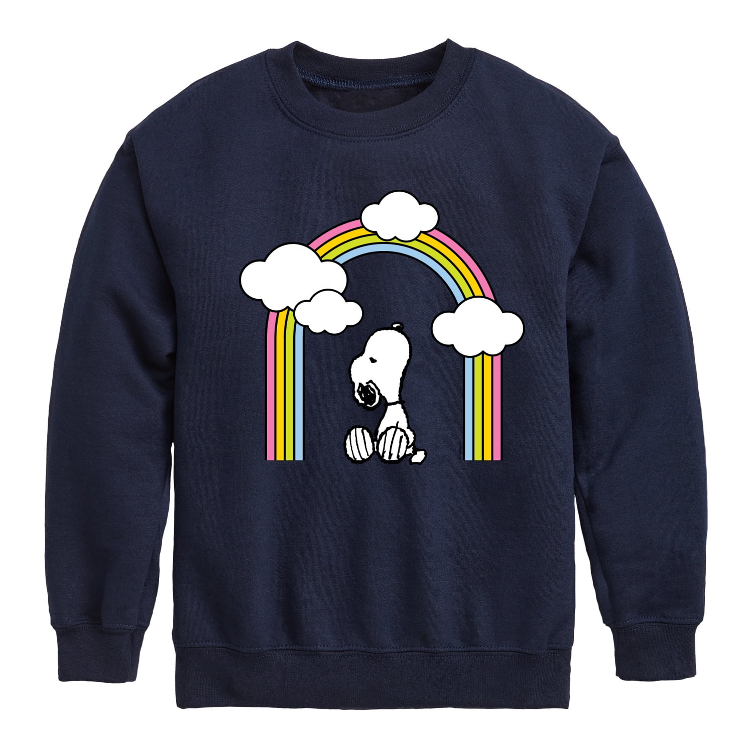 Peanuts - Snoopy Looking Up Rainbow - Toddler & Youth Crewneck Fleece ...