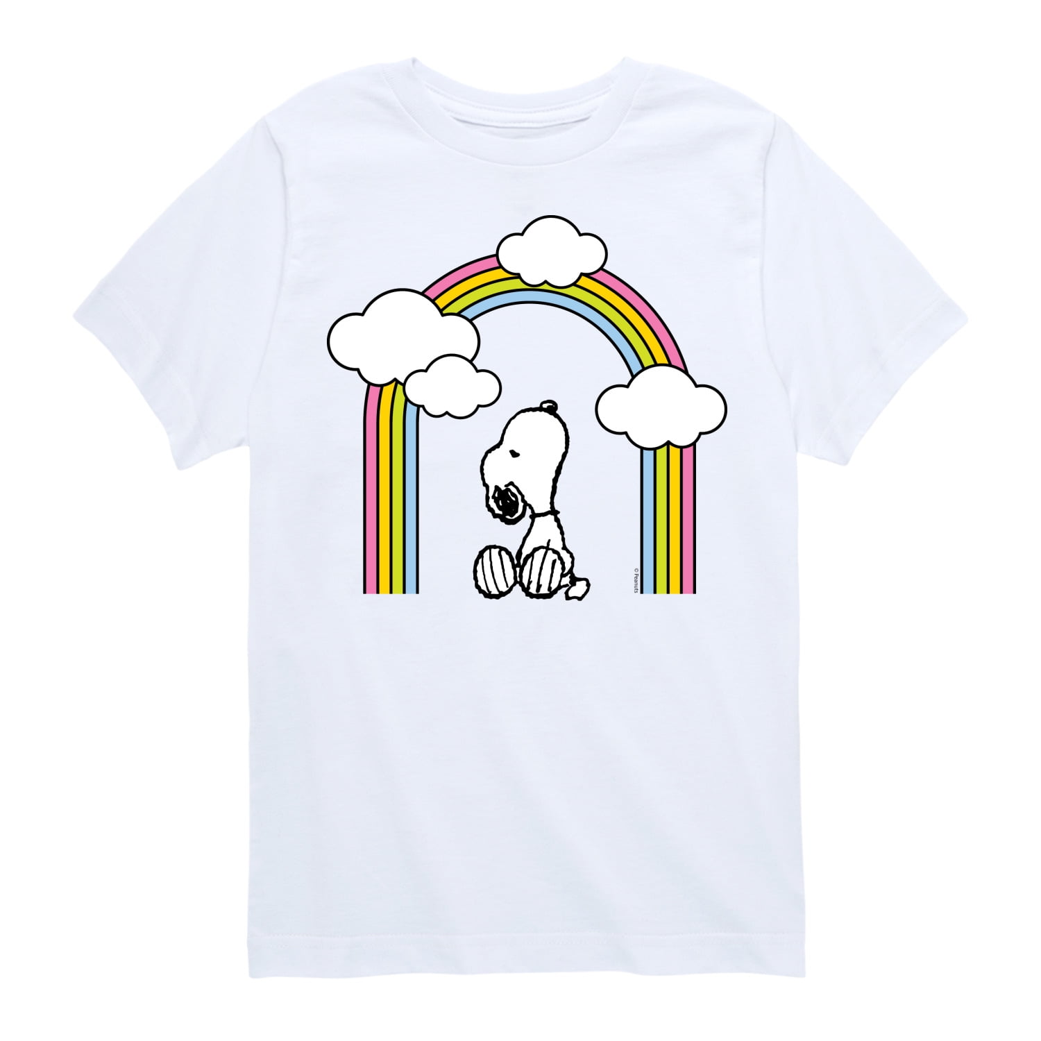 Peanuts - Snoopy Looking Up Rainbow - Toddler & Youth Short Sleeve ...