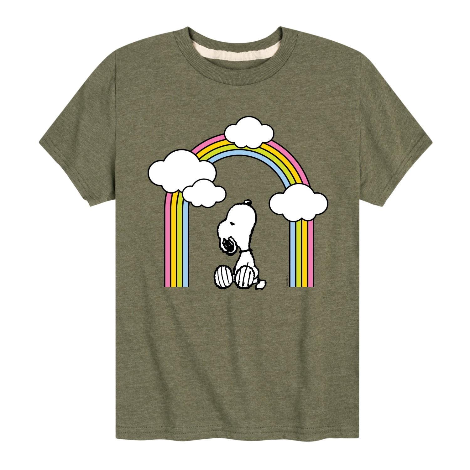 Peanuts - Snoopy Looking Up Rainbow - Toddler & Youth Short Sleeve ...
