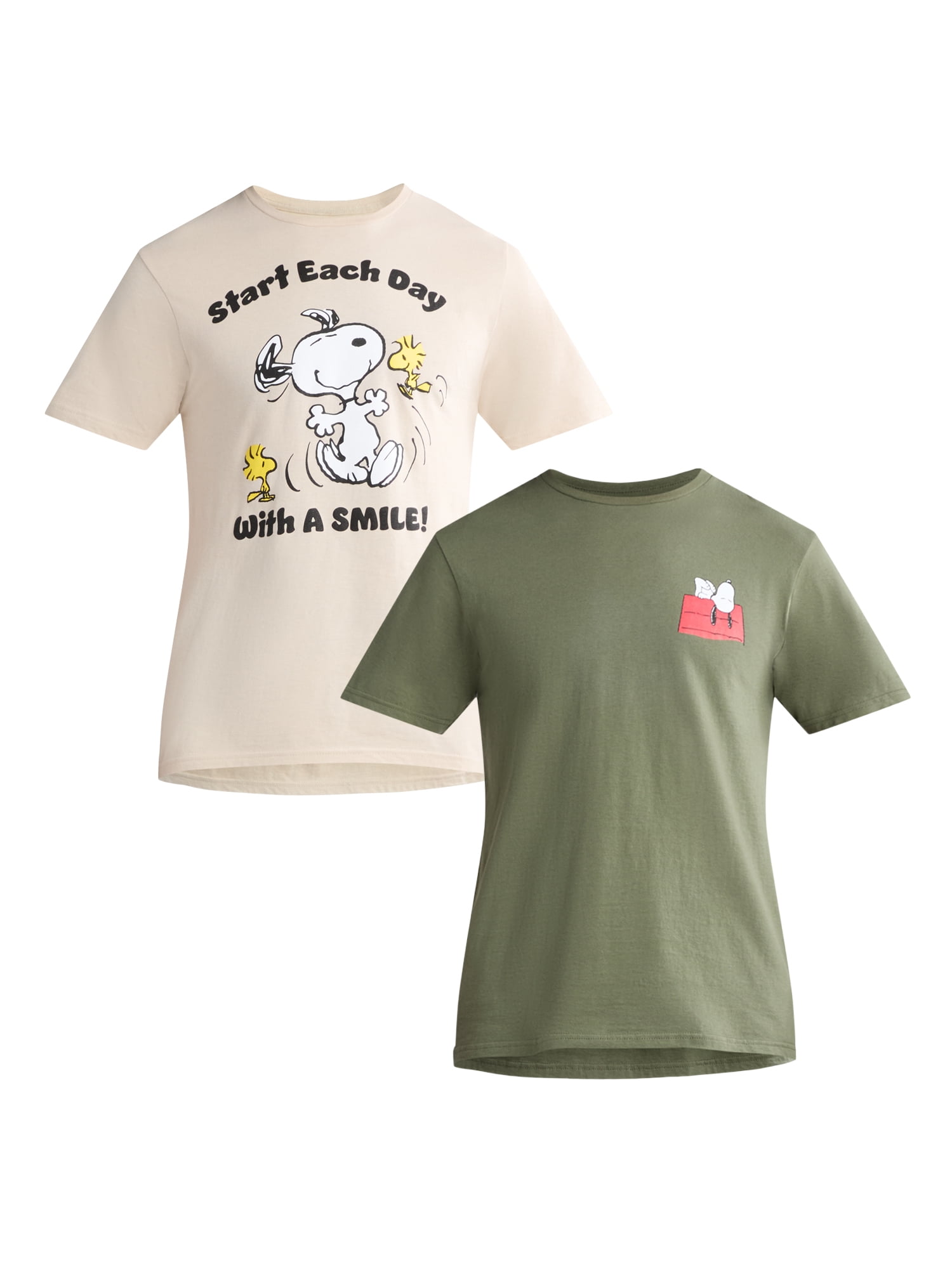 Peanuts Snoopy Men’s & Big Men’s Graphic Tees, 2-Pack, Sizes S-3XL ...
