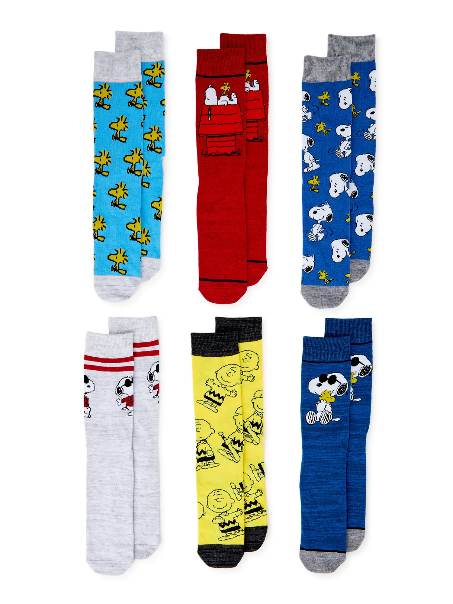 Peanuts Snoopy Men’s Crew Socks, 6-Pack - Walmart.com