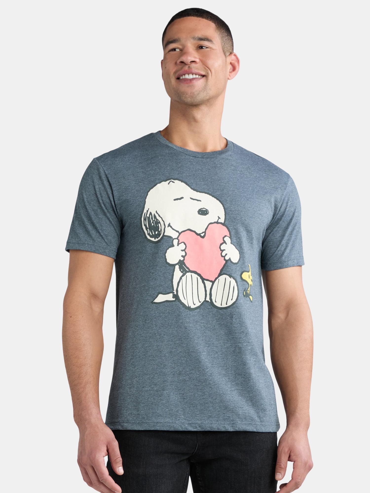 Peanuts Snoopy Men's and Big Men's Valentine's Day Graphic Tee, Sizes S ...
