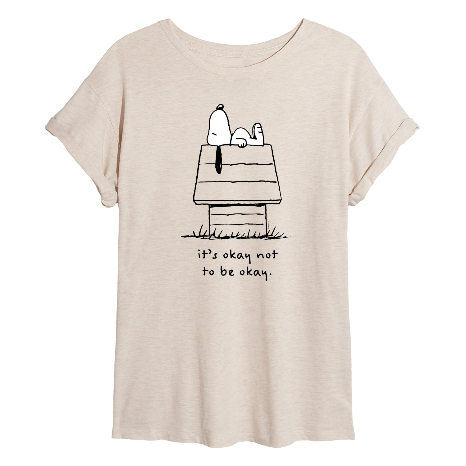 Peanuts - Snoopy Okay Not To Be Okay - Juniors Oversized Graphic T ...