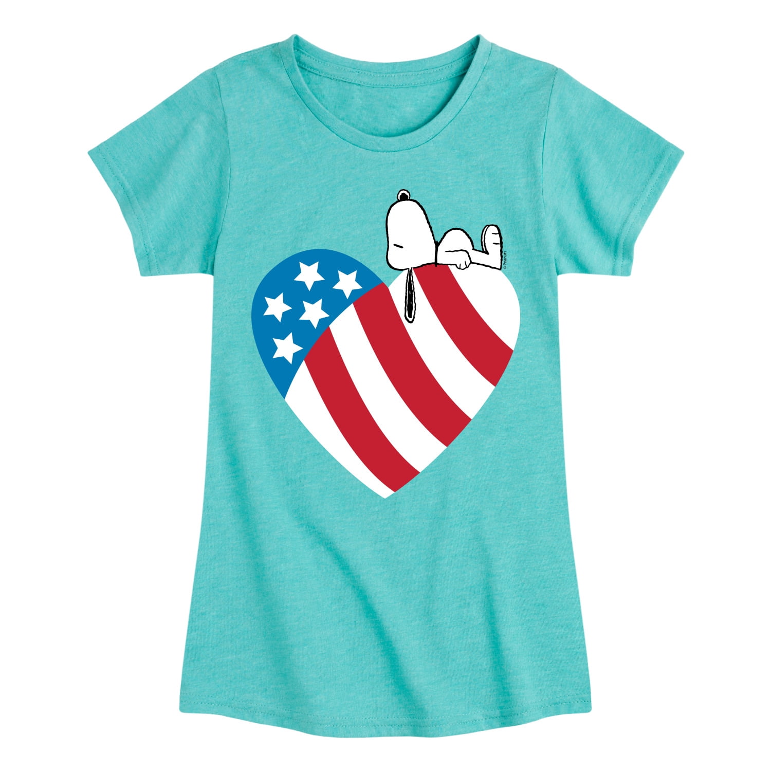 Peanuts - Snoopy On Flag Heart - Toddler & Youth Girls Short Sleeve ...
