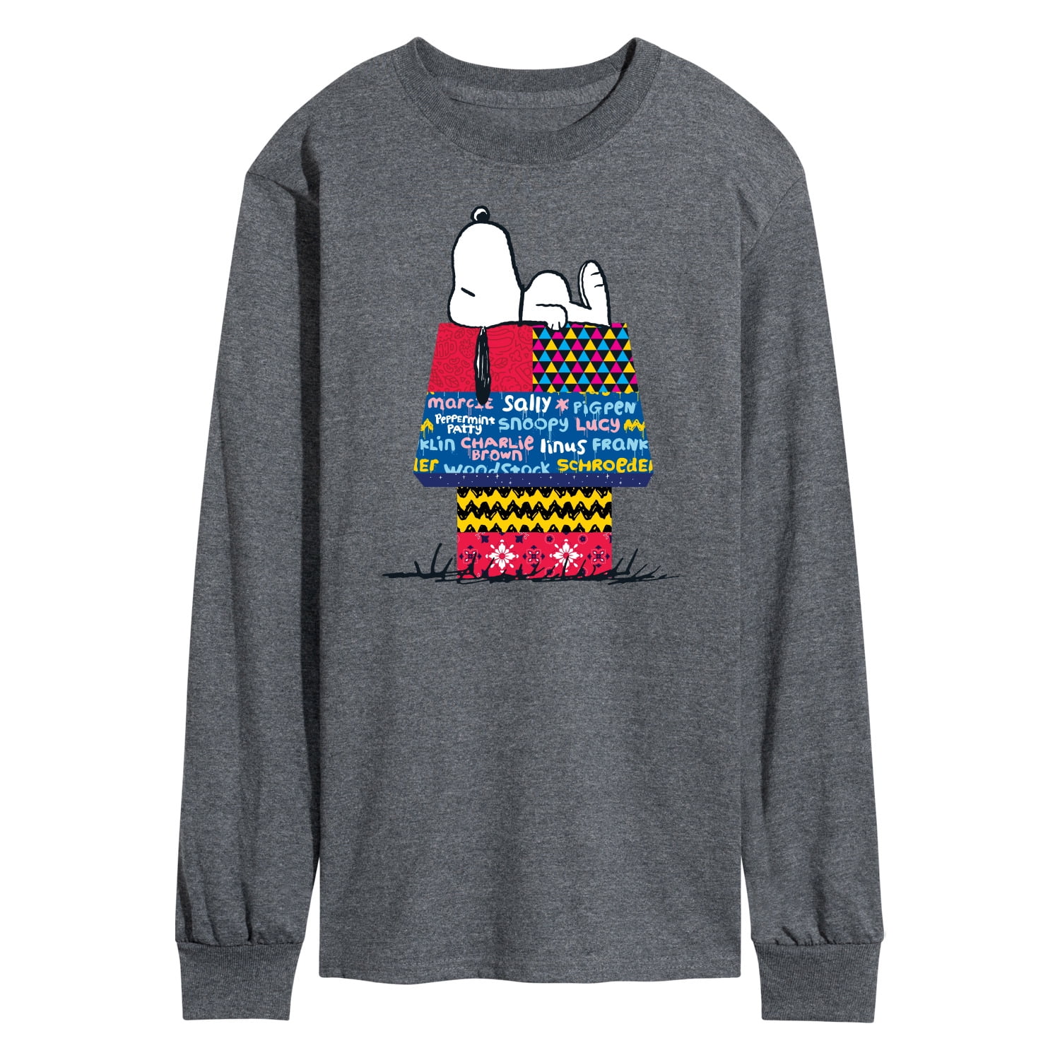 Peanuts - Snoopy Patchwork Doghouse - Men's Long Sleeve T-Shirt ...