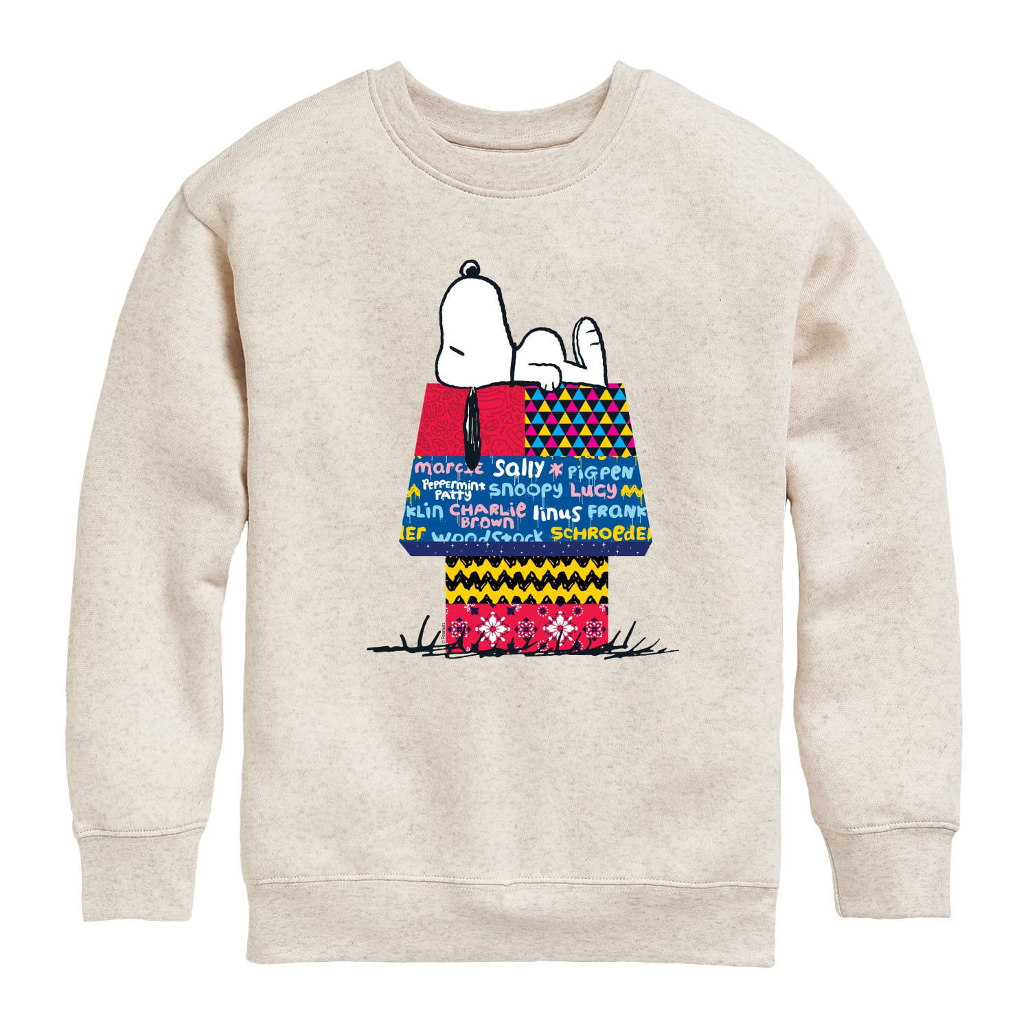 Peanuts - Snoopy Patchwork Doghouse - Toddler And Youth Crewneck Fleece ...