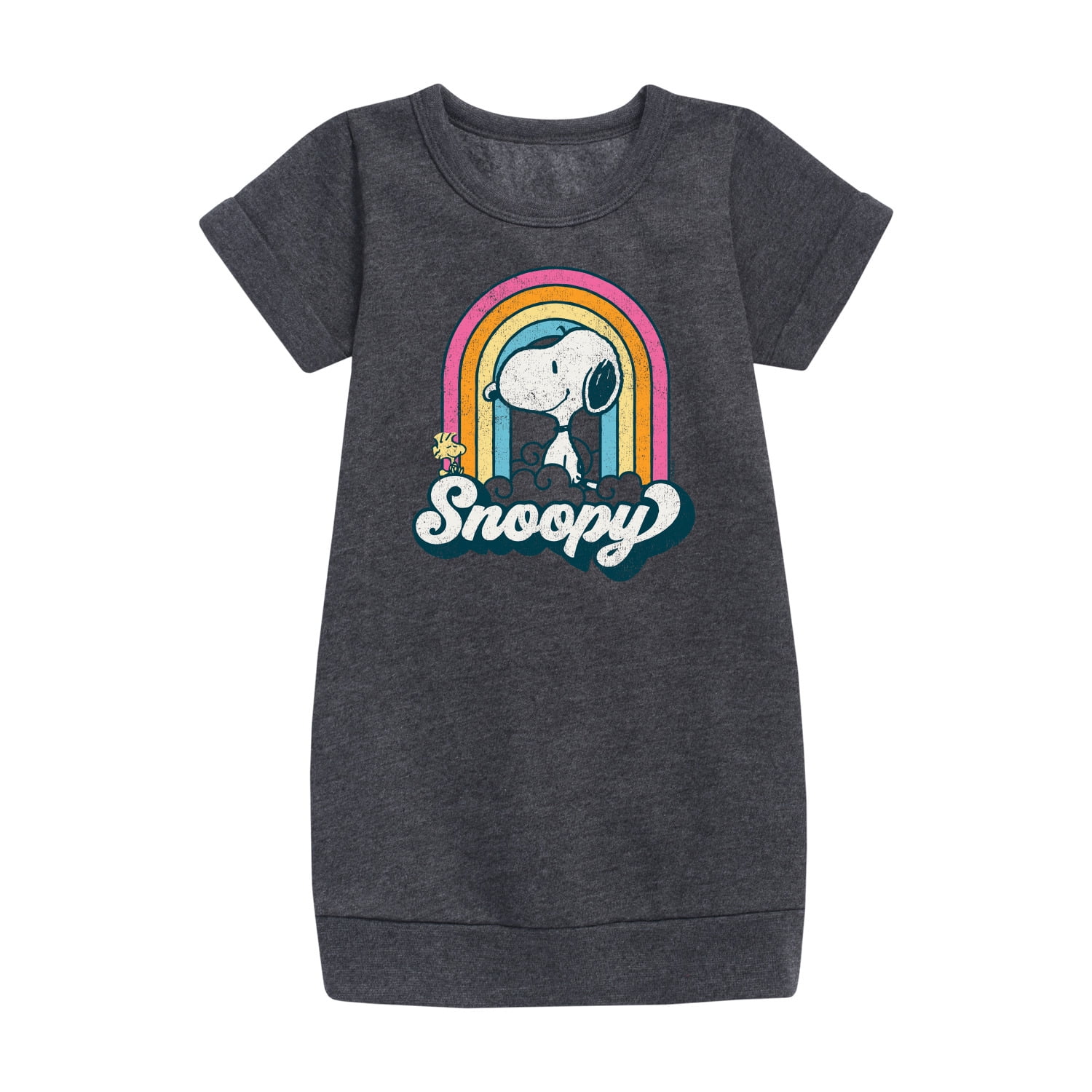 Peanuts - Snoopy Rainbow Clouds - Toddler And Youth Girls Fleece Dress ...