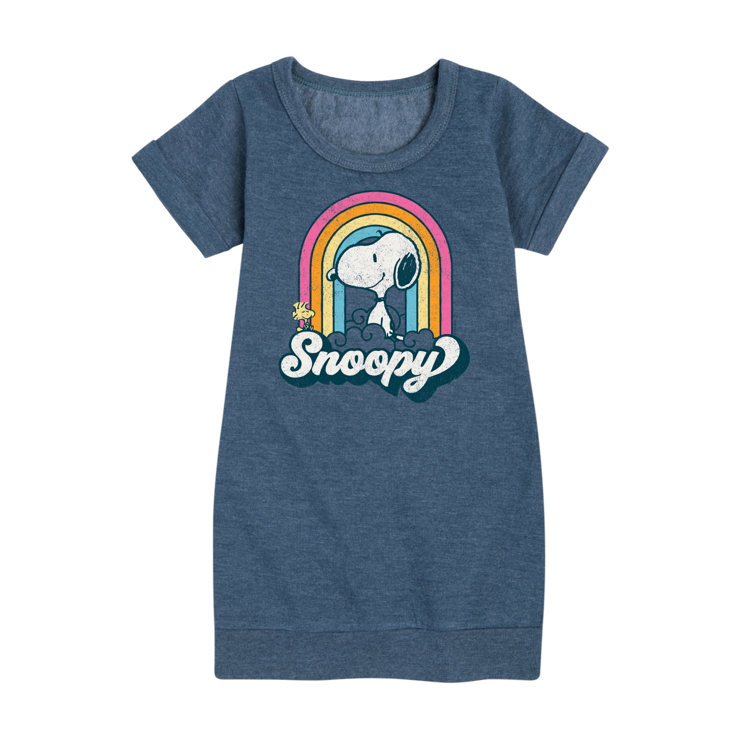 Peanuts - Snoopy Rainbow Clouds - Toddler And Youth Girls Fleece Dress ...