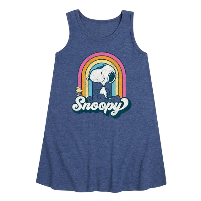 Peanuts - Snoopy Rainbow Clouds - Toddler and Youth Girls A-line Dress ...