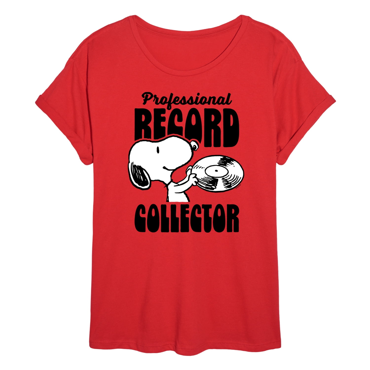 Peanuts - Snoopy Record Collector - Juniors Ideal Flowy Muscle T-Shirt ...