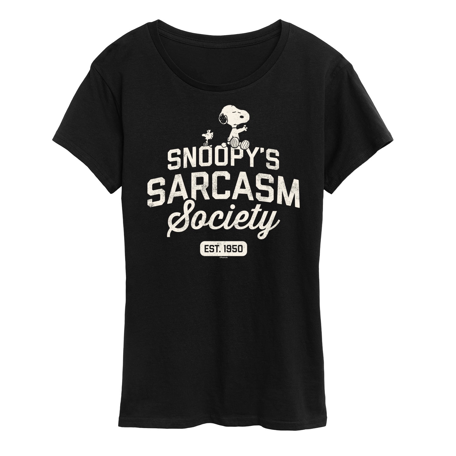 Peanuts - Snoopy Sarcasm Society - Ladies Short Sleeve Classic Fit Tee ...