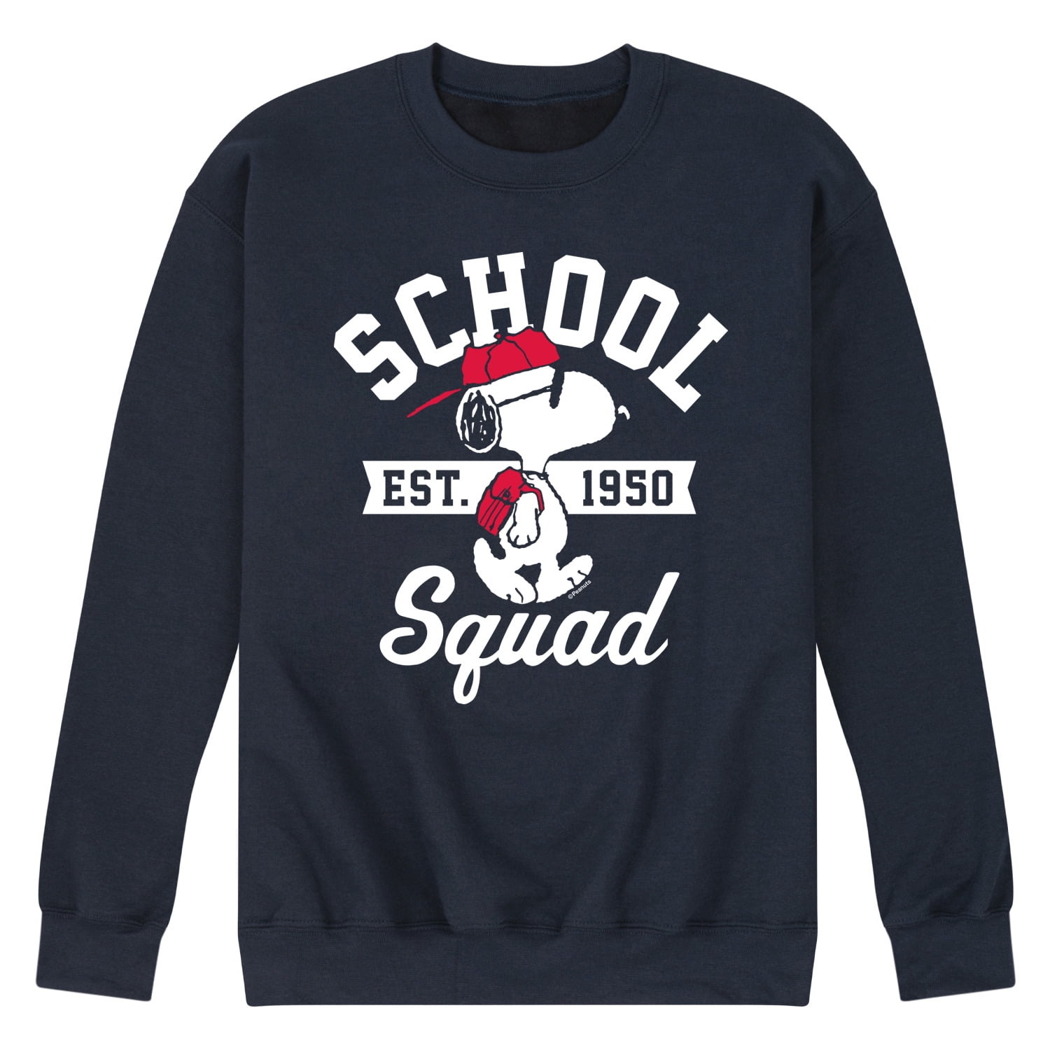 Peanuts - Snoopy School Squad - Men's Crew Neck Fleece Pullover ...