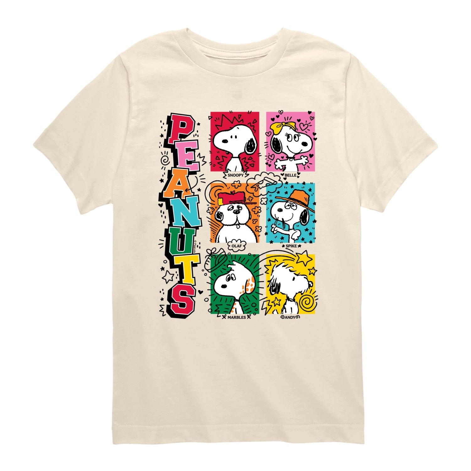 Peanuts - Snoopy Siblings Yearbook - Youth Boys Short Sleeve Graphic T ...