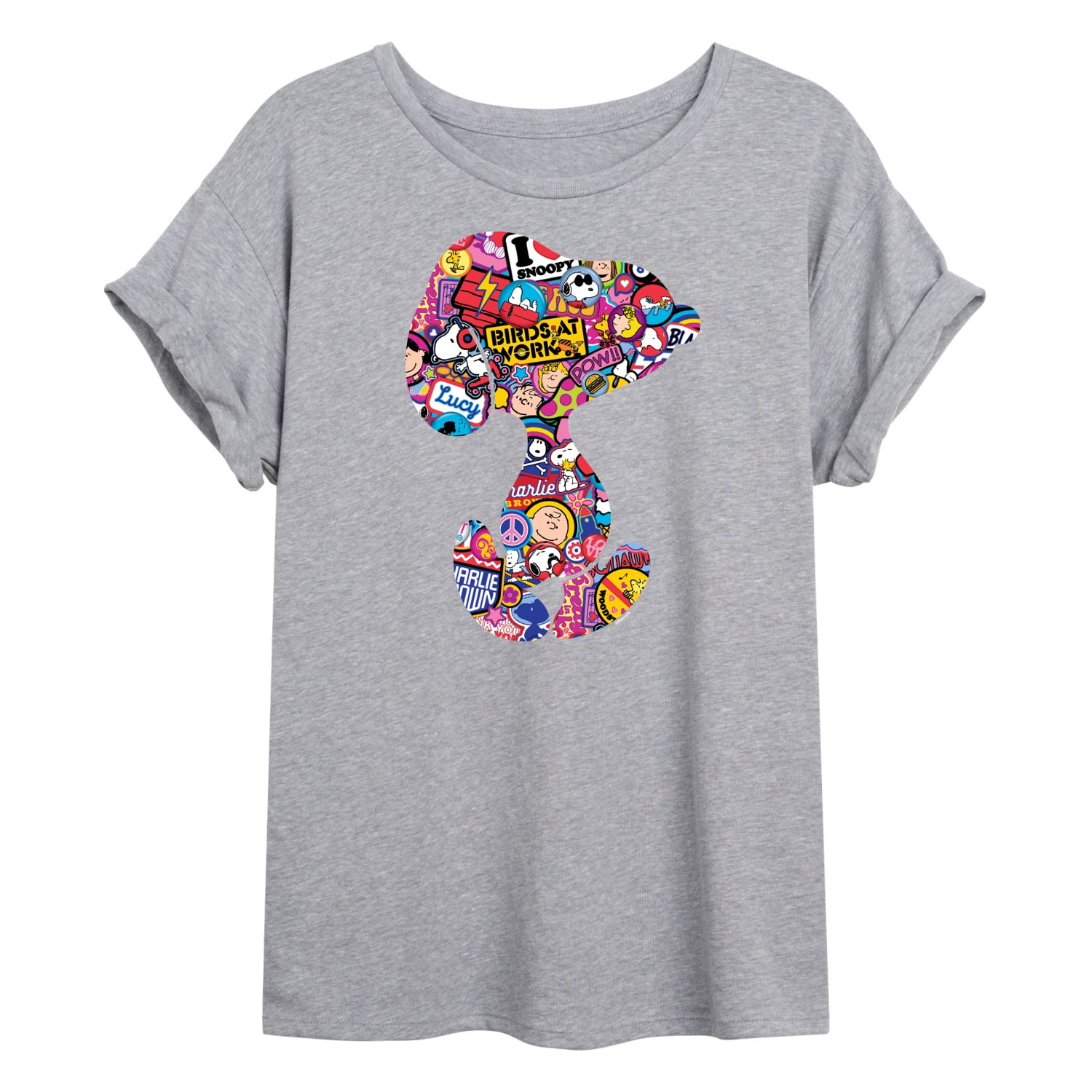 Peanuts - Snoopy Silhouette Pattern - Juniors Ideal Flowy Muscle T ...