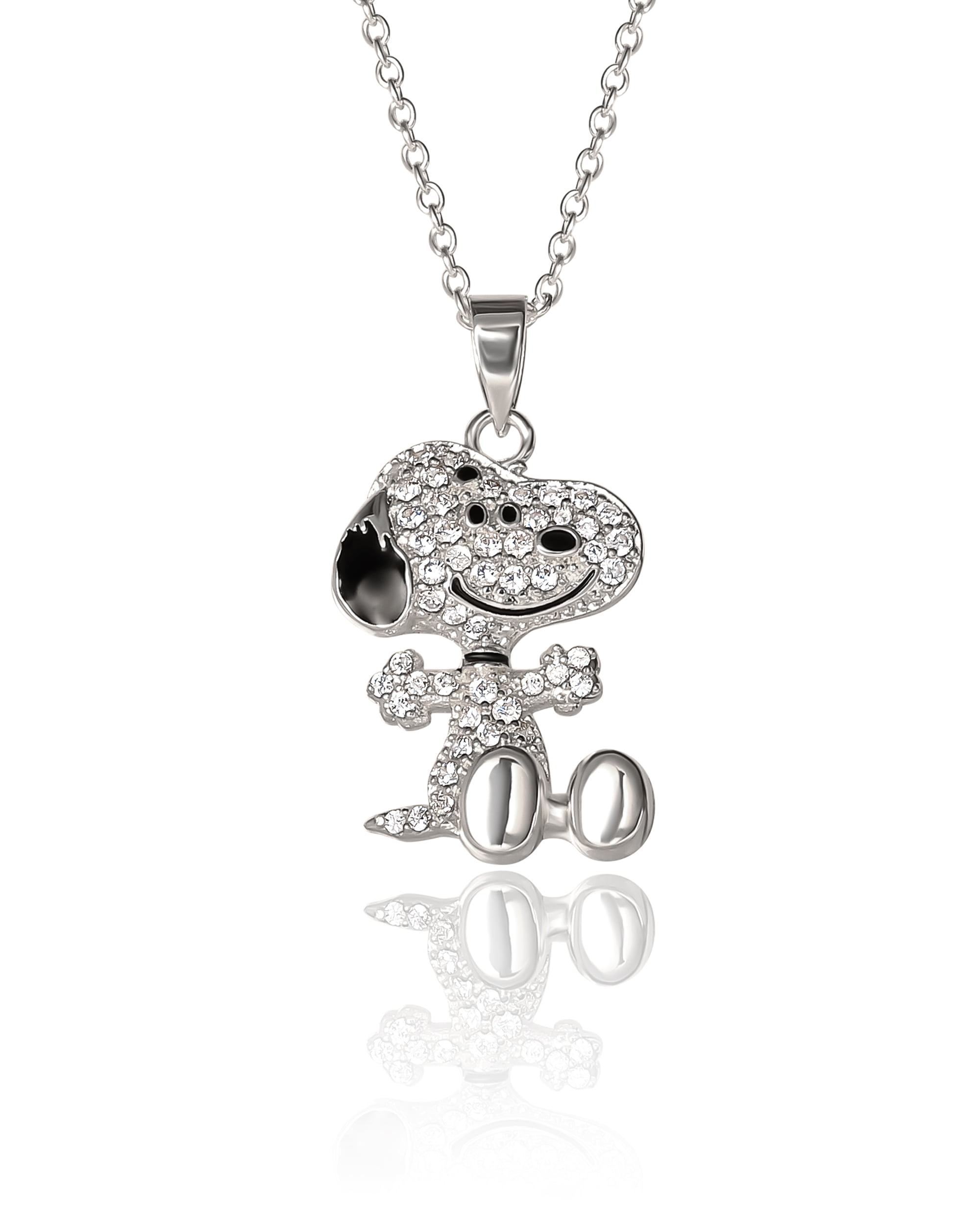 Peanuts Snoopy Silver Plated 3D Pave Pendent, 18'' Chain - Walmart.com