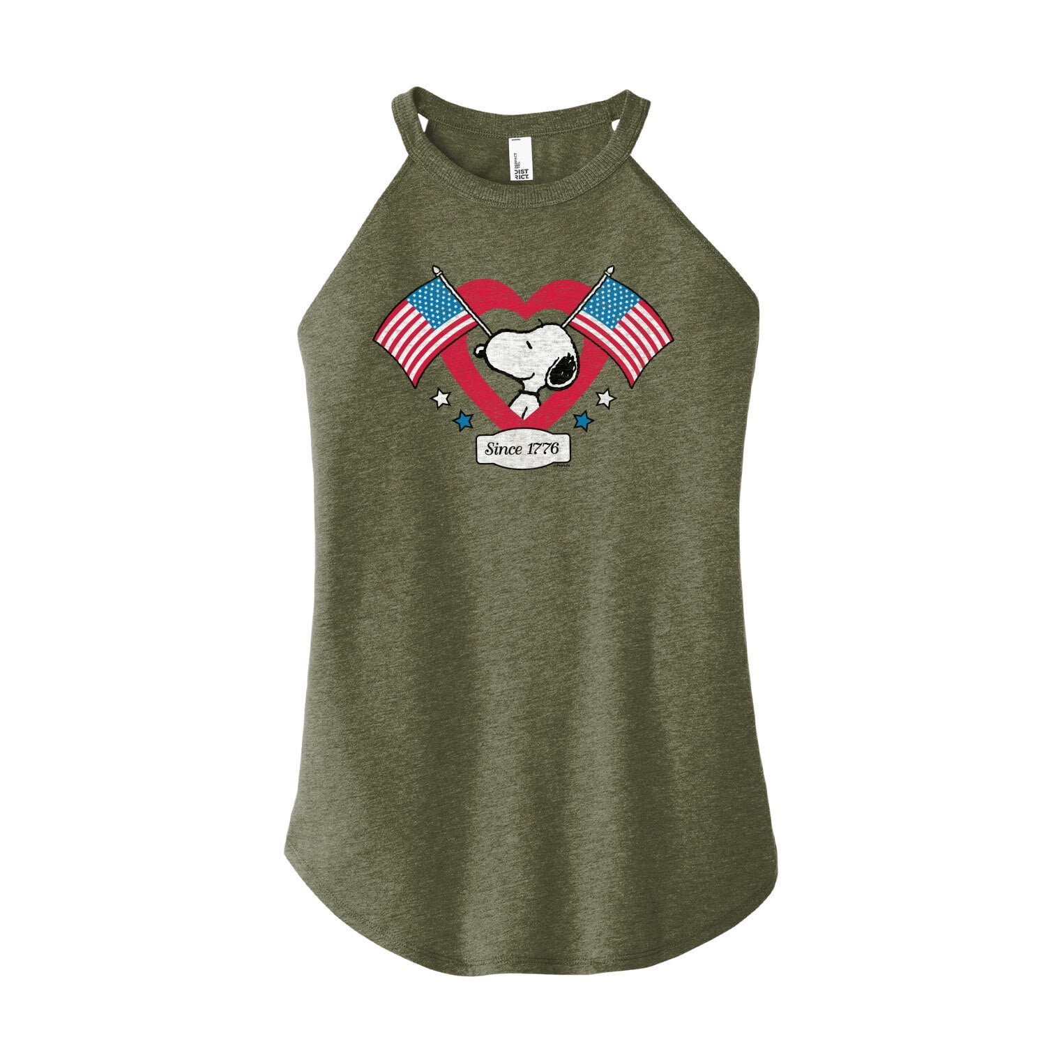 Peanuts - Snoopy Since 1776 Flag Heart - Juniors High Neck Tank Top ...