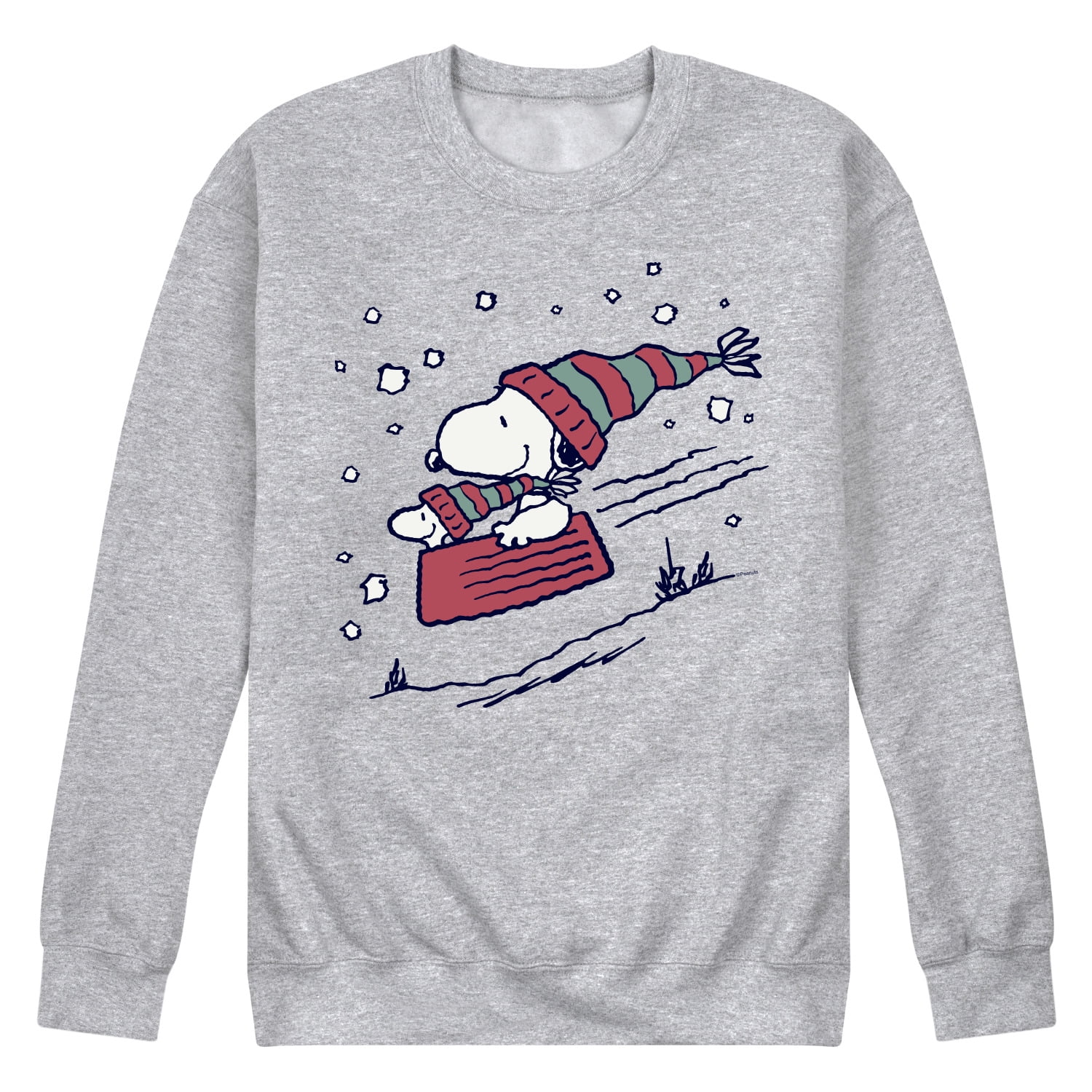 Peanuts - Snoopy Sledding - Men's Crew Neck Fleece Pullover - Walmart.com