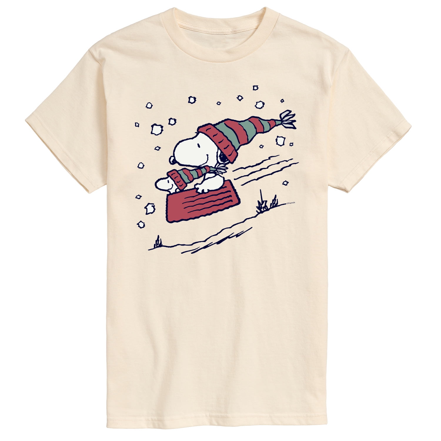 Peanuts - Snoopy Sledding - Men's Short Sleeve Graphic T-Shirt ...