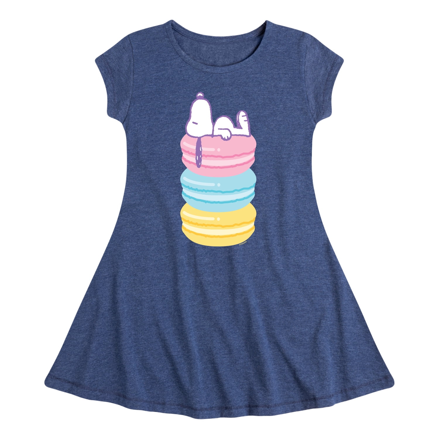 Peanuts - Snoopy Stacked Macarons - Youth Girls Fit & Flare Dress ...