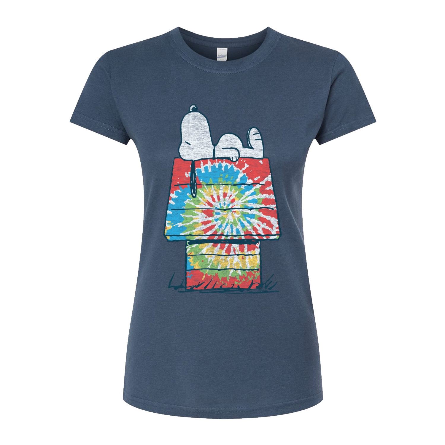 Peanuts - Snoopy Tie Dye House - Juniors Fitted Tee - Walmart.com