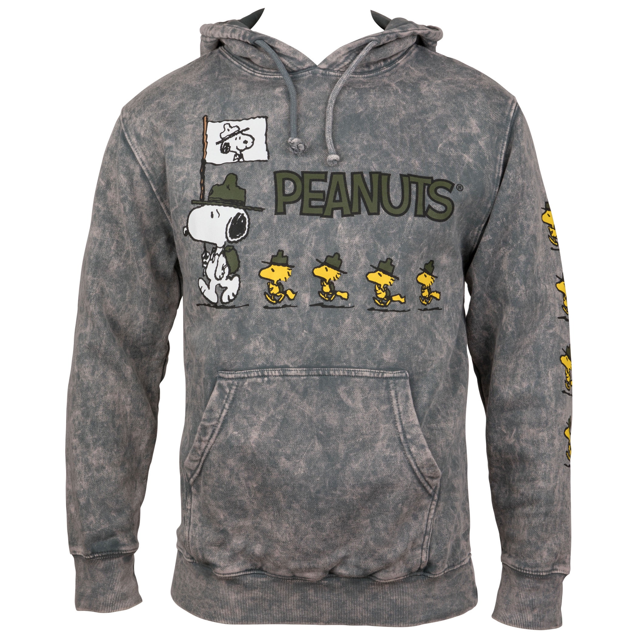 Peanuts Snoopy Troops Mineral Wash Pull Over Hoodie-Small - Walmart.com