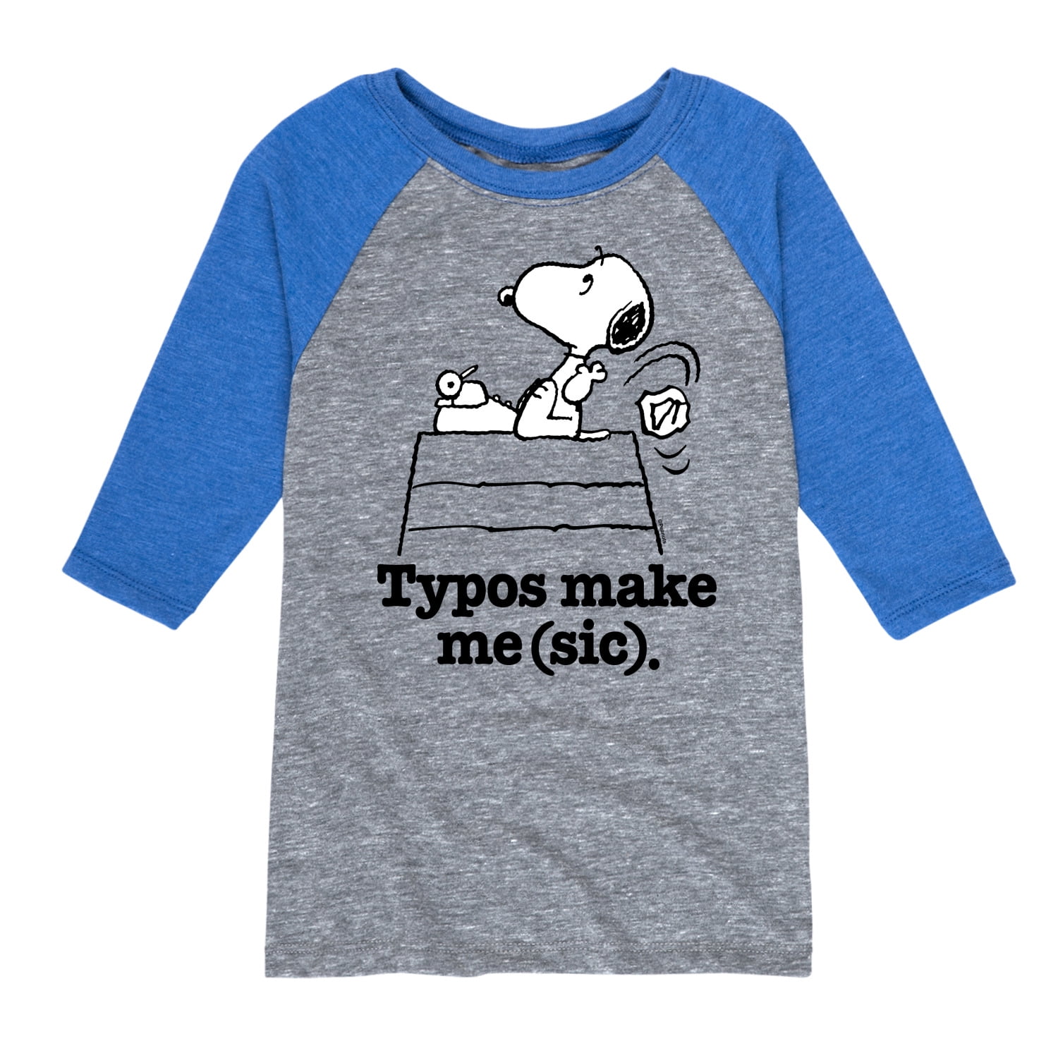 Peanuts - Snoopy Typos Make Me Sic - Toddler & Youth Raglan Graphic T ...