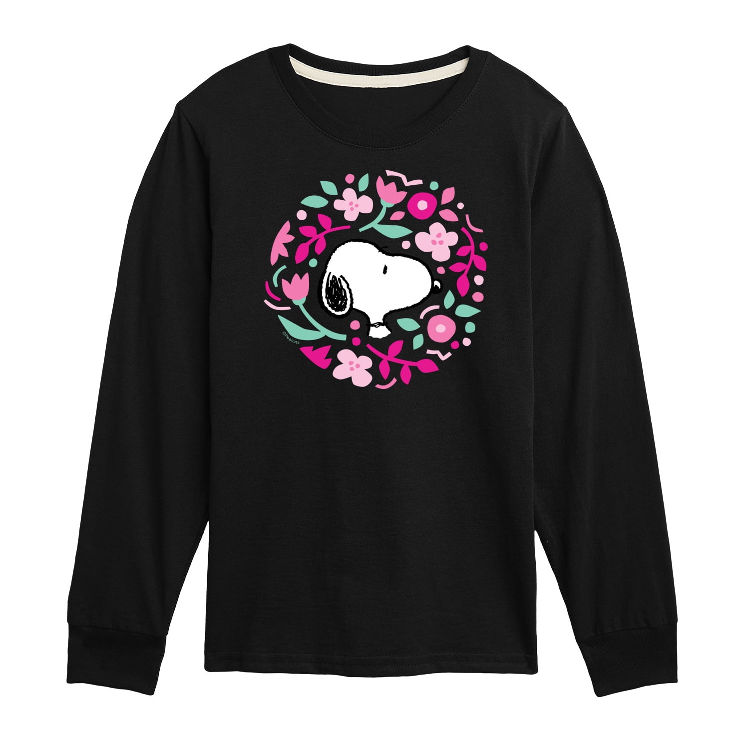 Peanuts - Snoopy Valentine Floral Circle - Toddler And Youth Long ...