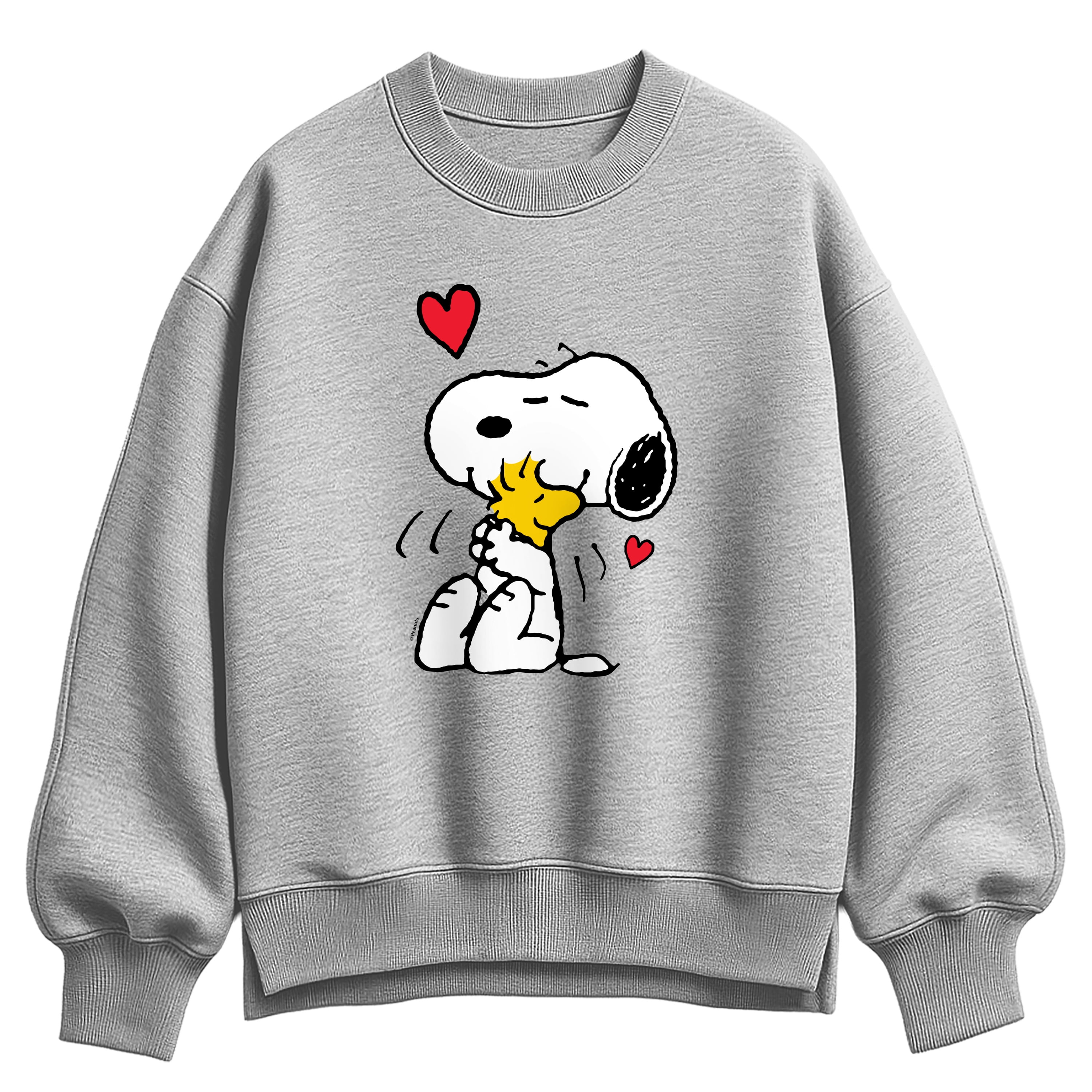 Peanuts - Snoopy Woodstock Heart - Women's Oversized Fleece Crew ...