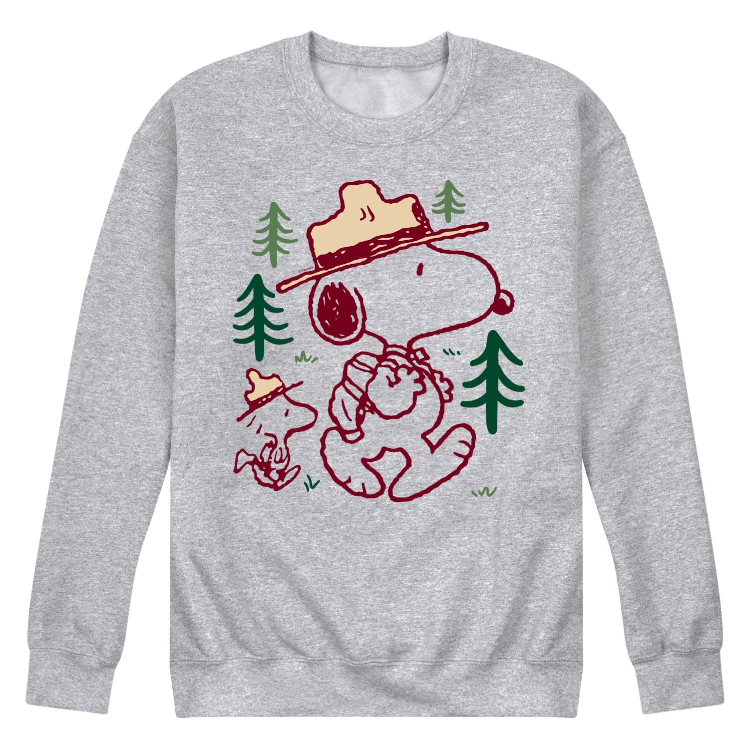 Peanuts - Snoopy Woodstock Hiking - Men's Crew Neck Fleece Pullover ...