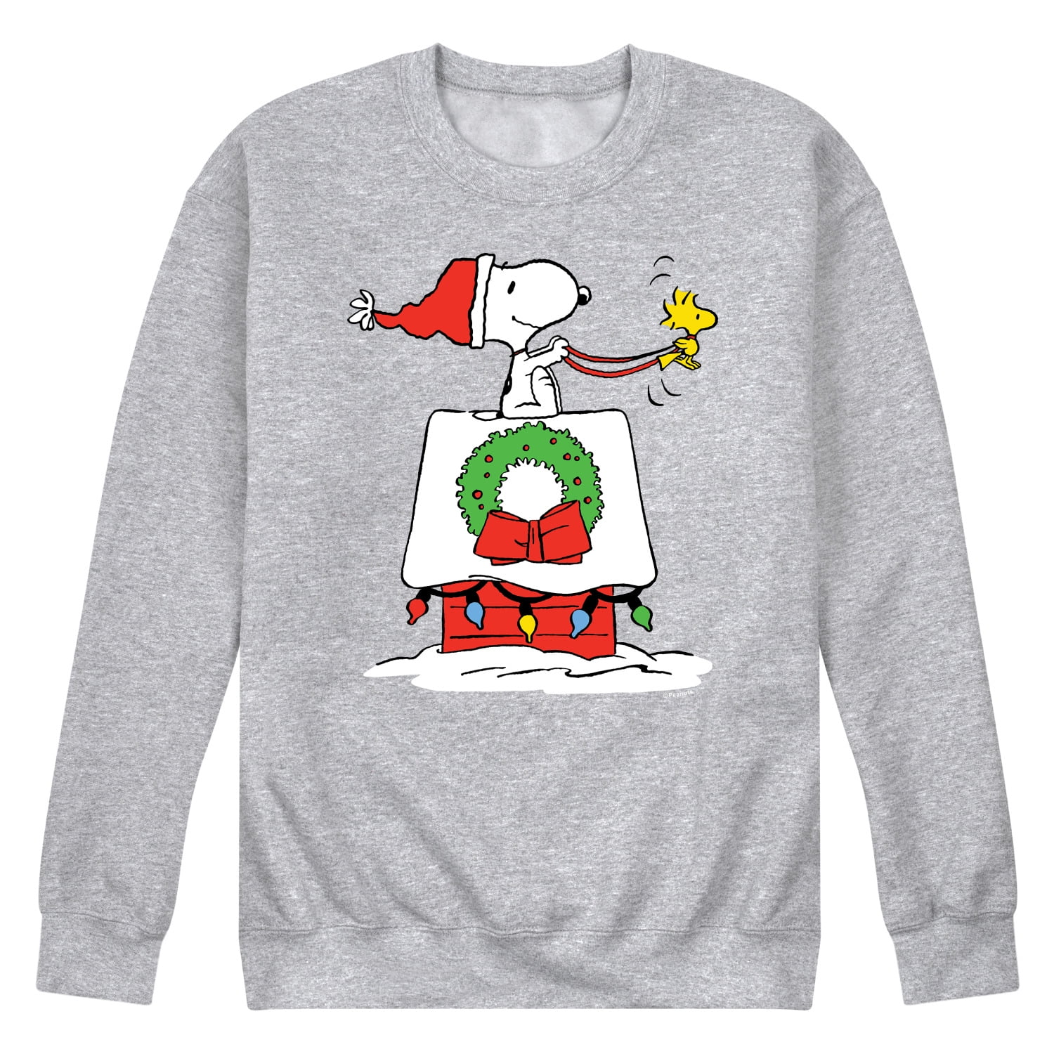 Peanuts - Snoopy & Woodstock House Sleigh - Men's Crew Neck Fleece ...