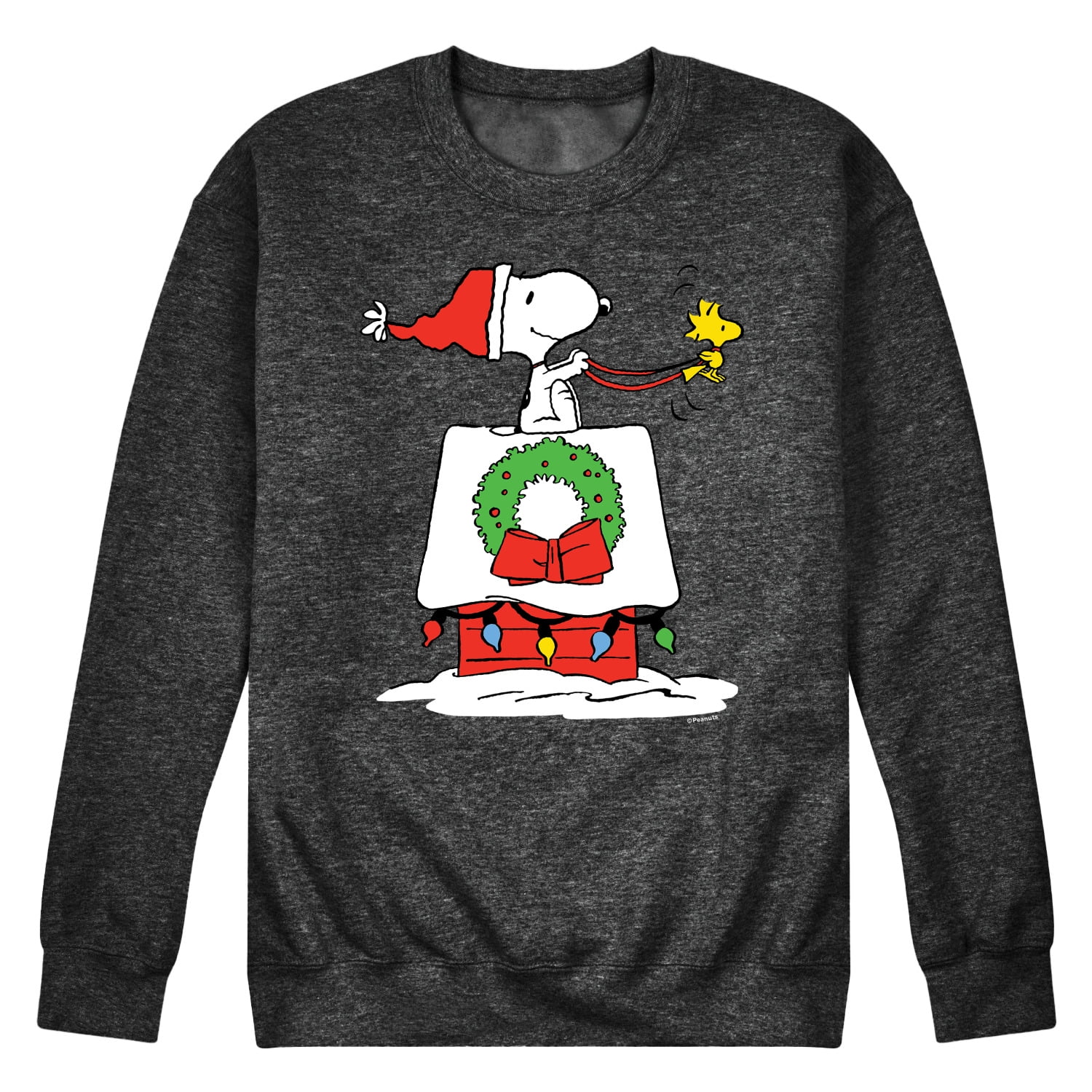 Peanuts - Snoopy & Woodstock House Sleigh - Men's Crew Neck Fleece ...