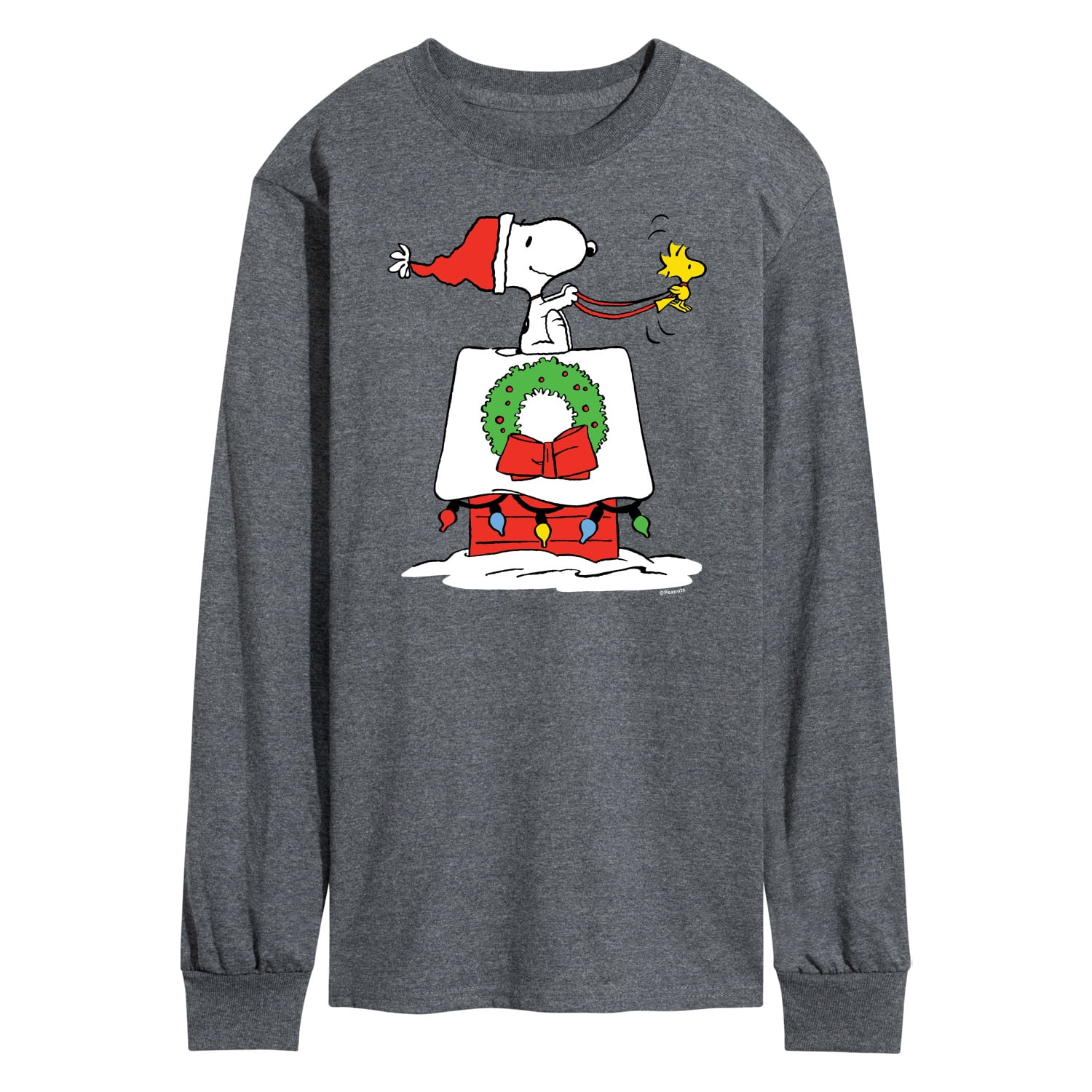 Peanuts - Snoopy & Woodstock House Sleigh - Men's Long Sleeve T-Shirt ...