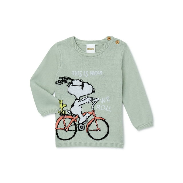 Peanuts Snoopy & Woodstock Jacquard Knit Crew Sweater with Buttons at ...